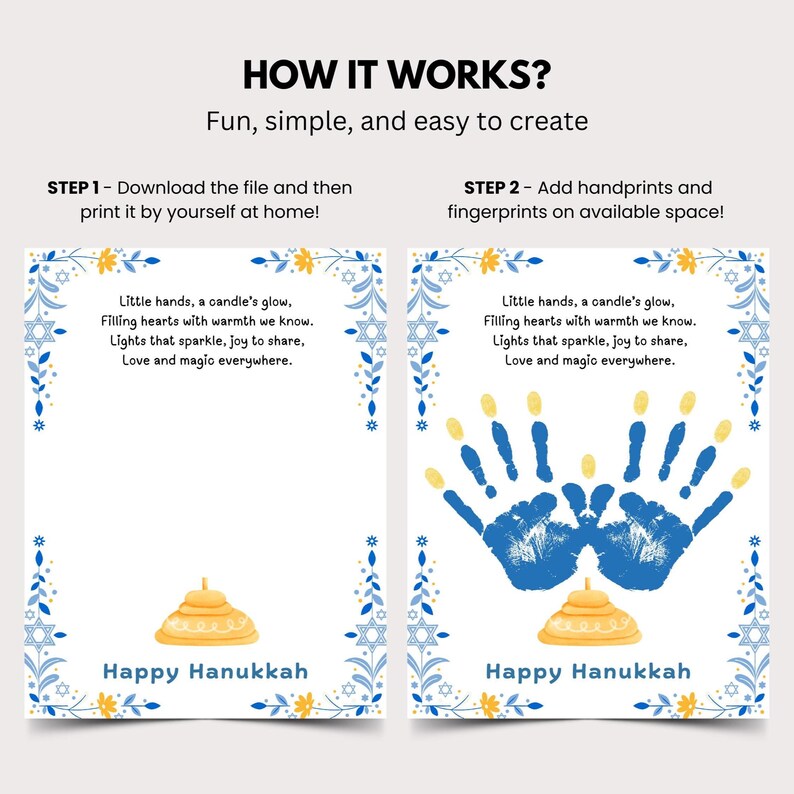 Hanukkah Handprint and Fingerprint Art Poem for Kids: Printable Craft ...