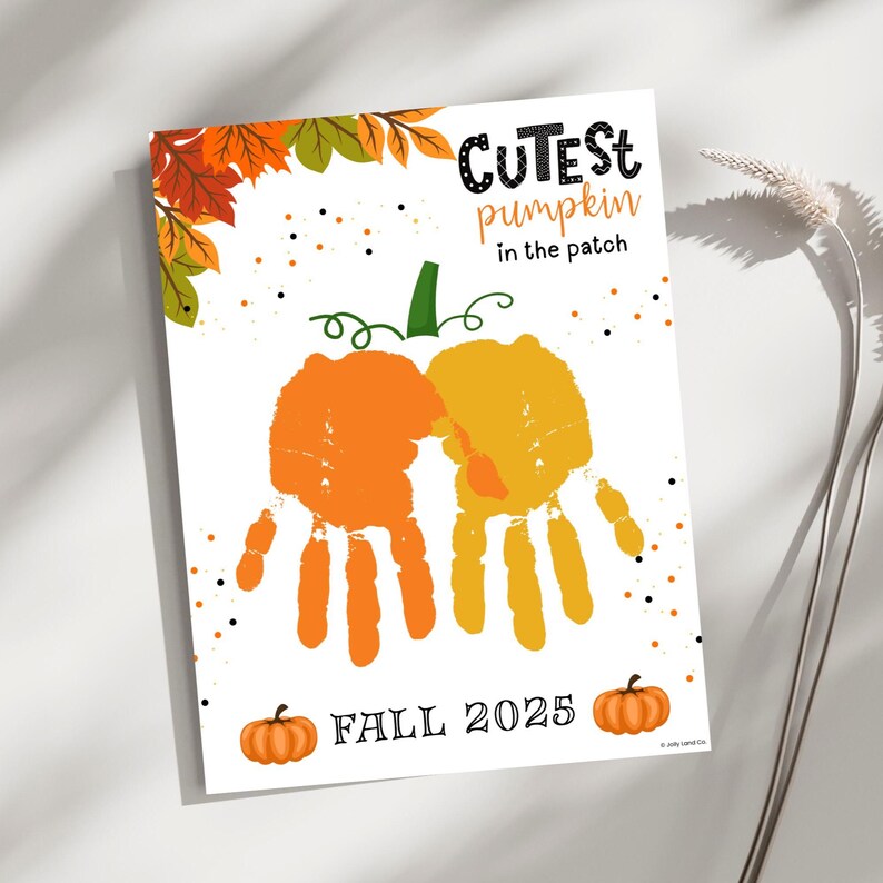 Pumpkin Handprint Art Template: Fall DIY Keepsake (digital Download) - Etsy
