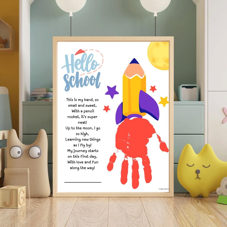 First Day of School Handprint Craft, Back to School Printable, School ...