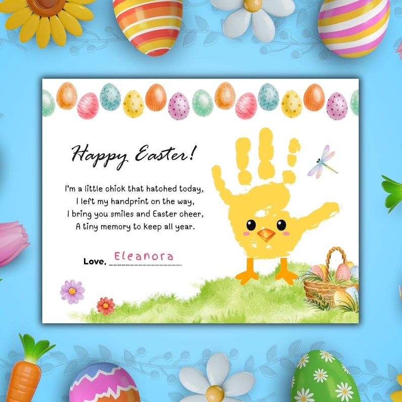 Spring Chick Handprint Craft Printable, Easter Handprint Art for Kids ...