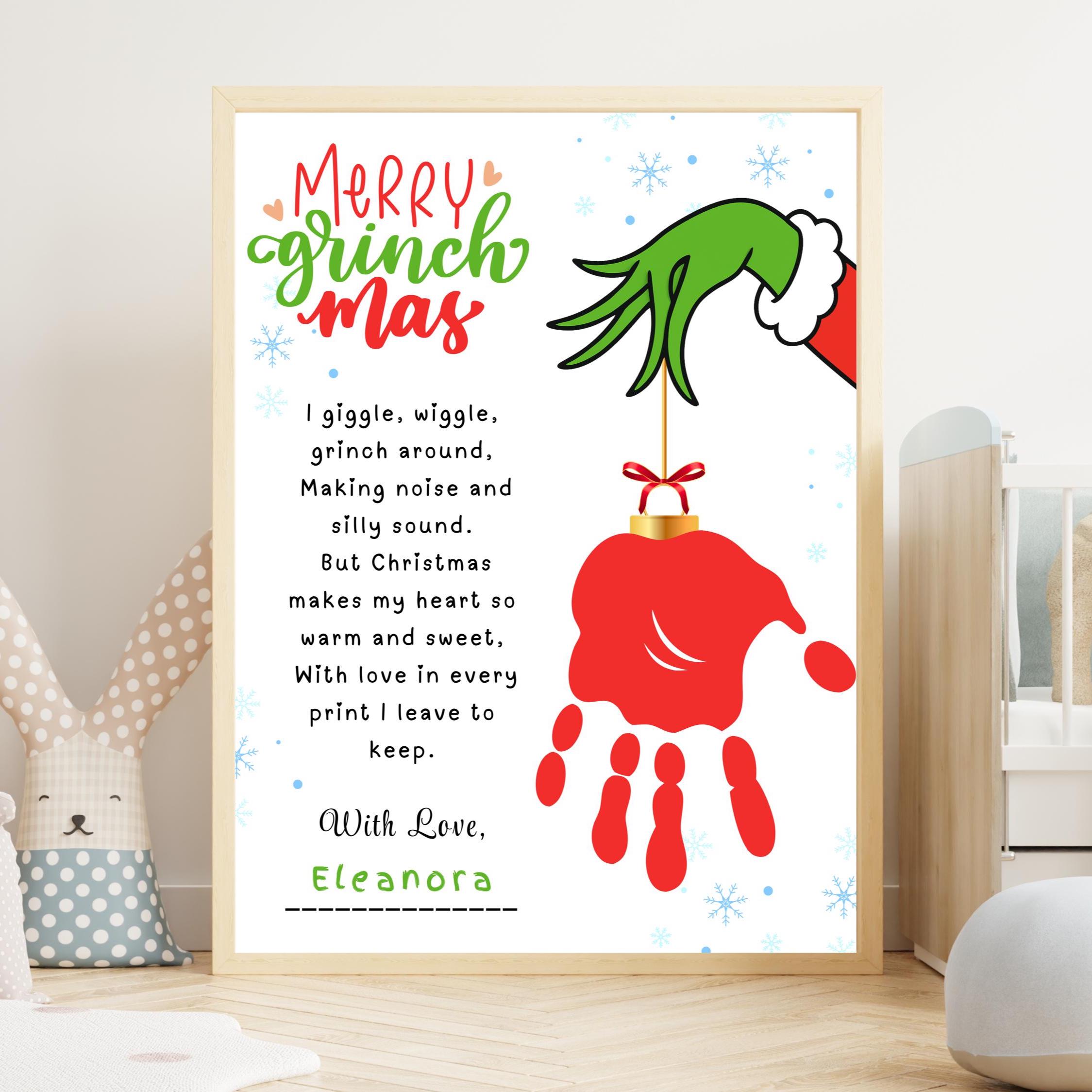Christmas Handprint DIY Art Craft, the Grinch Handprint Ornament ...