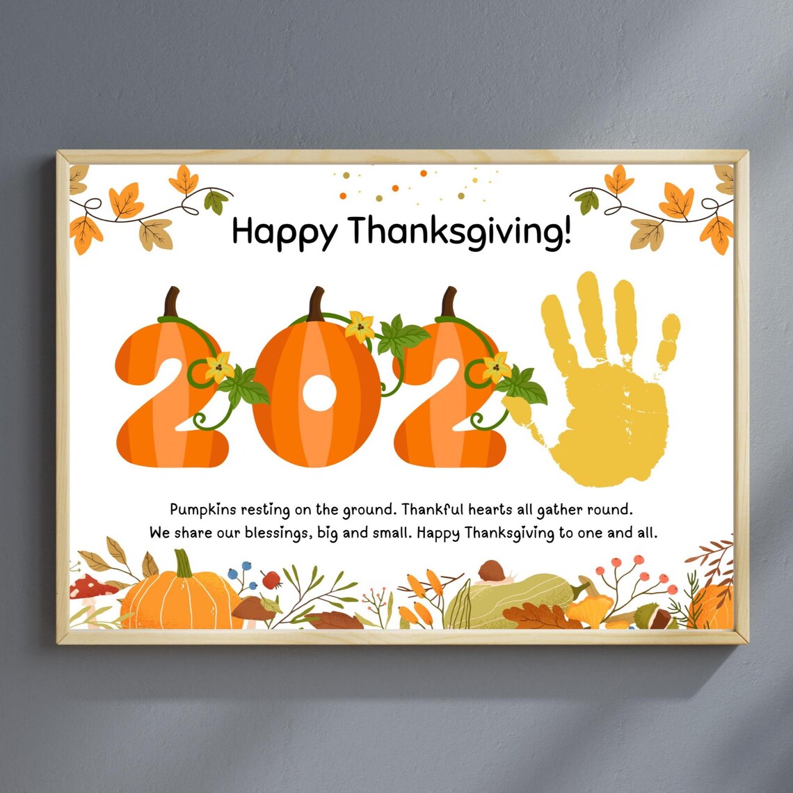 Happy Thanksgiving Handprint Art 2025, Pumpkin Handprint Craft for Kids ...
