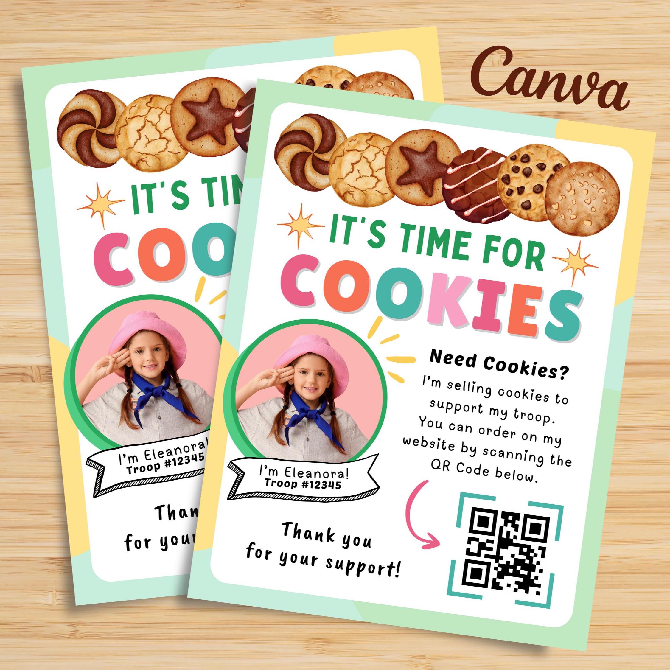 Editable Scout Cookie Sales Flyer, Cookie Season Poster With QR Code ...