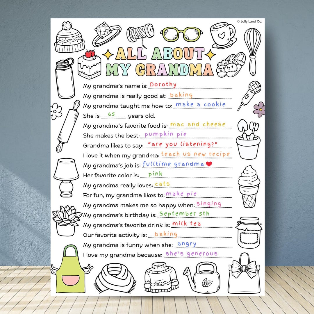 Grandparents Day Questionnaire: Kids' Keepsake Gift Activity (printable ...