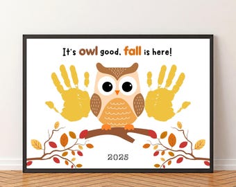 Fall Handprint Art, Owl Handprint Craft, Preschool Activity for Babies ...