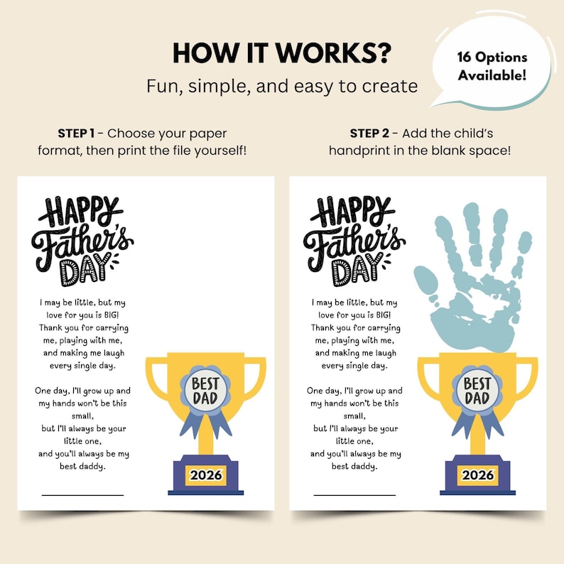 Fathers Day Handprint Printable Craft, Fathers Day Handprint Art, My ...