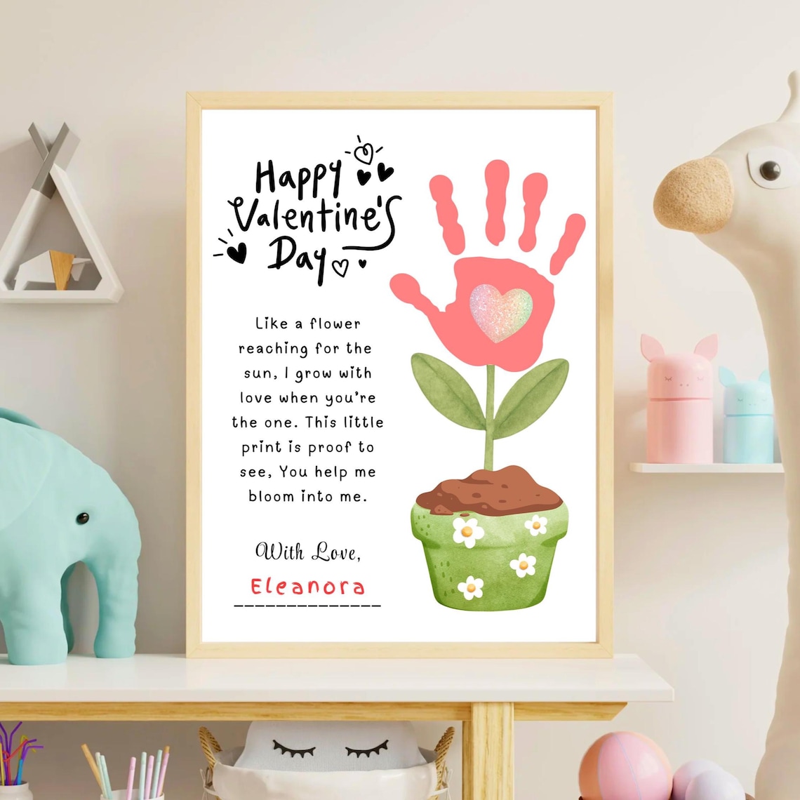 Valentine Handprint Craft for Kids, Flower Poem Keepsake, DIY Valentine ...