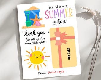 End of Year Teacher Gift Card Holder Printable Teacher Appreciation ...