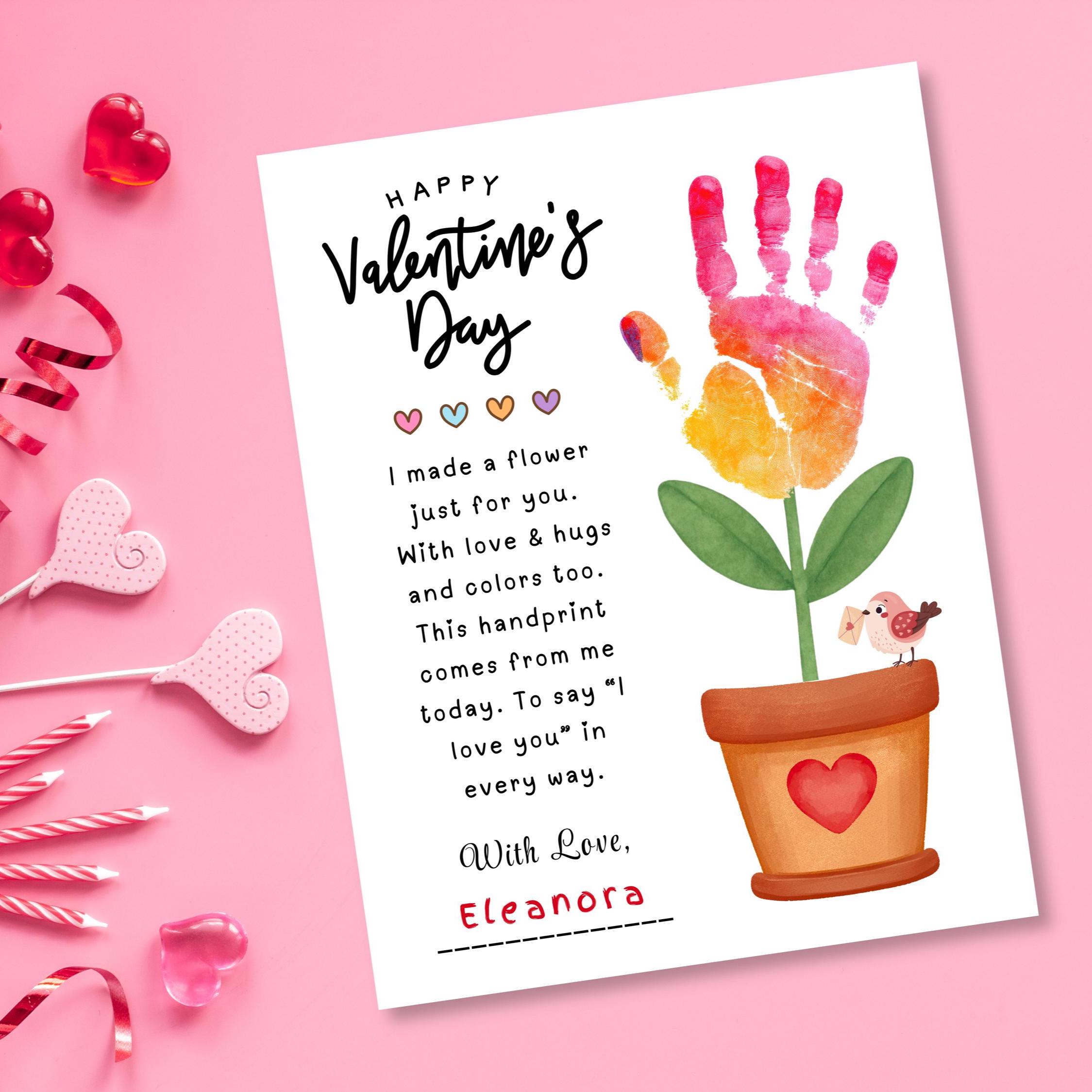 Valentine's Day Handprint Art Craft Template, Kids Valentine Activity ...