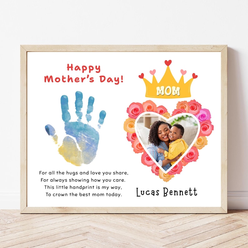 Mother’s Day Photo Keepsake for Mom, Kids Handprint Craft Printable ...
