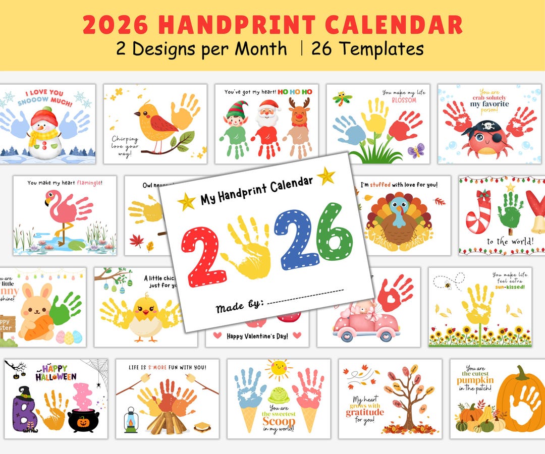 2026 Handprint Calendar Craft, Calendar Keepsake Gift, DIY Printable ...