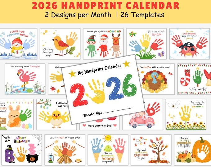 2026 Handprint Calendar Craft, Calendar Keepsake Gift, DIY Printable ...