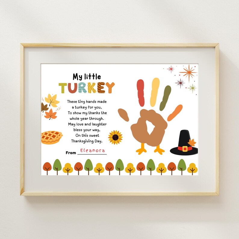 Turkey Poem Handprint Art: Thanksgiving Handprint Craft, Thankful ...