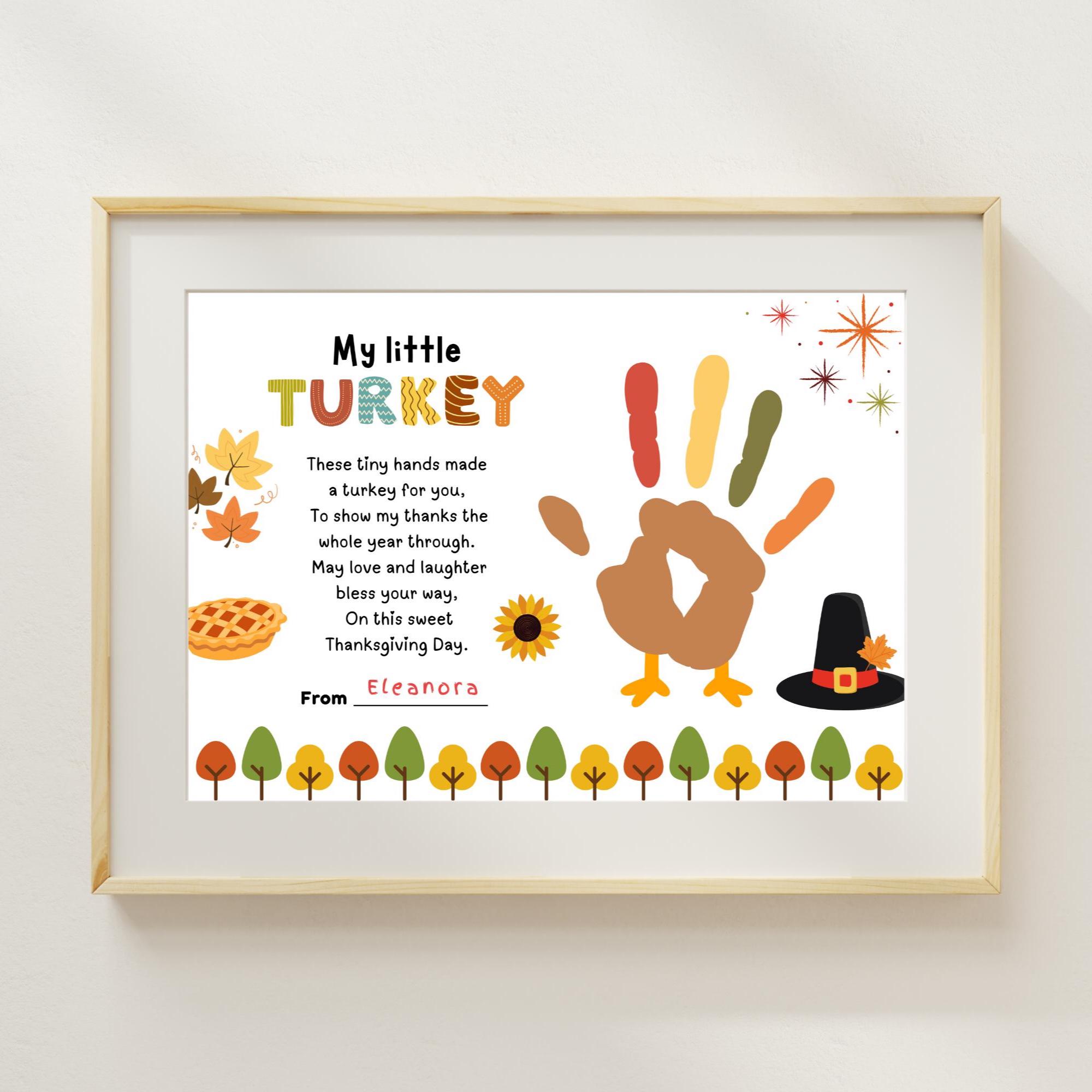 Turkey Poem Handprint Art: Thanksgiving Handprint Craft, Thankful ...