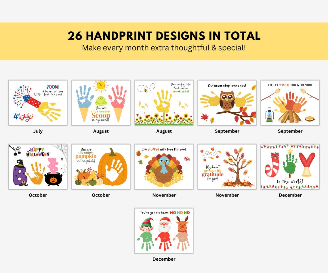 2026 Handprint Calendar Craft, Calendar Keepsake Gift From Kids ...