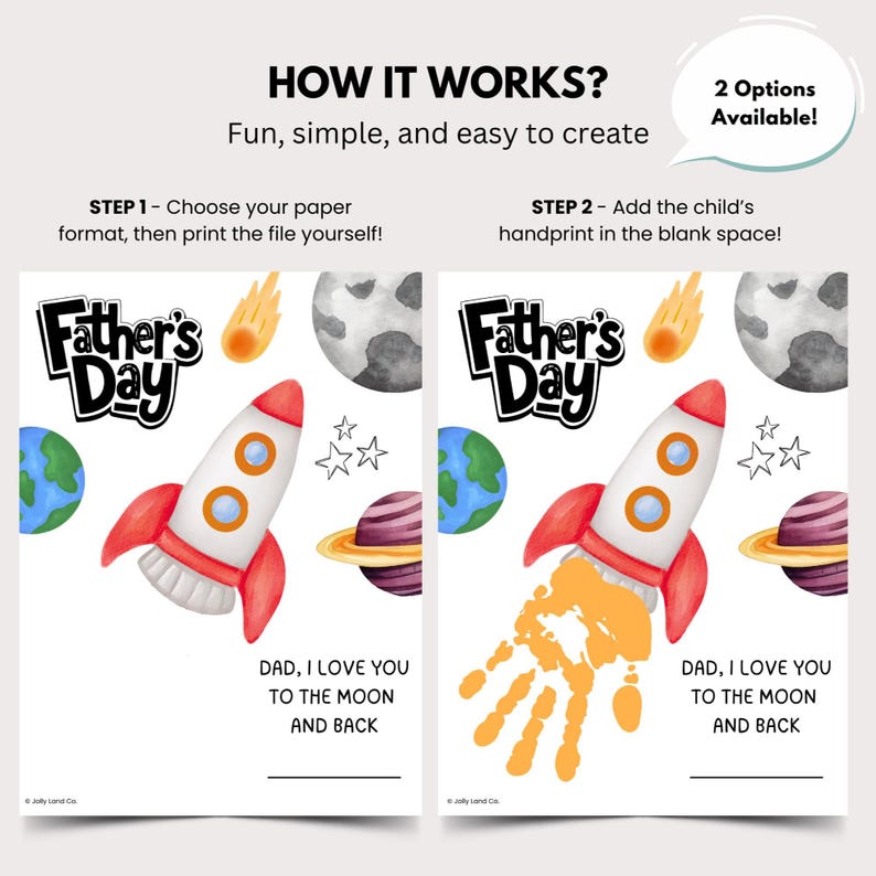 Father's Day Rocket Handprint Art: DIY Keepsake Gift (printable PDF) - Etsy