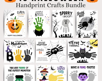 Halloween Handprint Art Bundle, Printable Handprint Crafts, Ghost ...