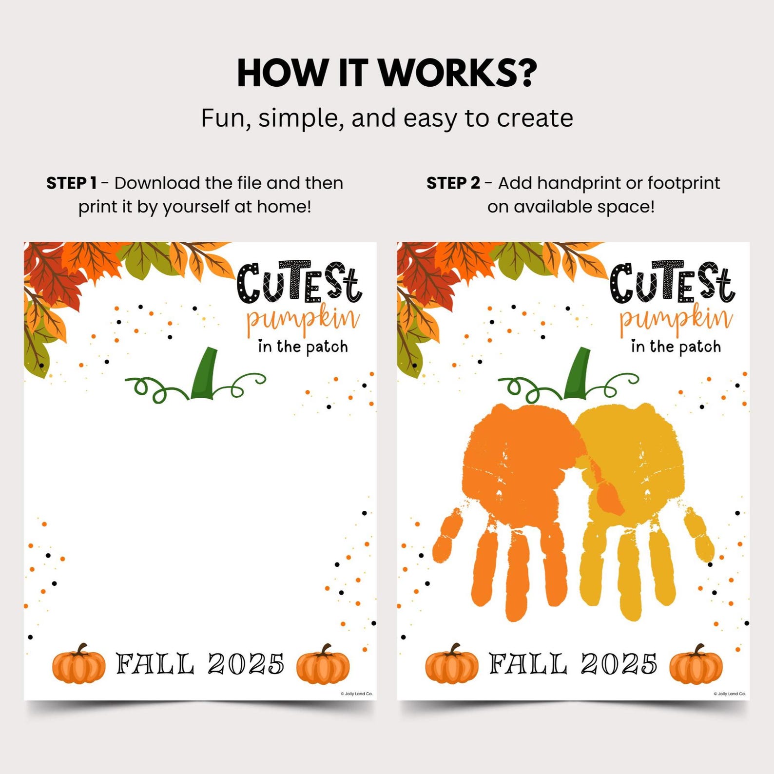 Pumpkin Handprint Art Template: Fall DIY Keepsake (digital Download) - Etsy
