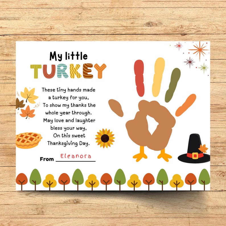 Turkey Poem Handprint Art: Thanksgiving Handprint Craft, Thankful ...