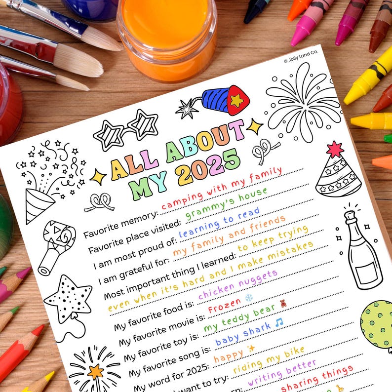 New Year's Resolution Printable for Kids: 2025 Year in Review and 2026 ...