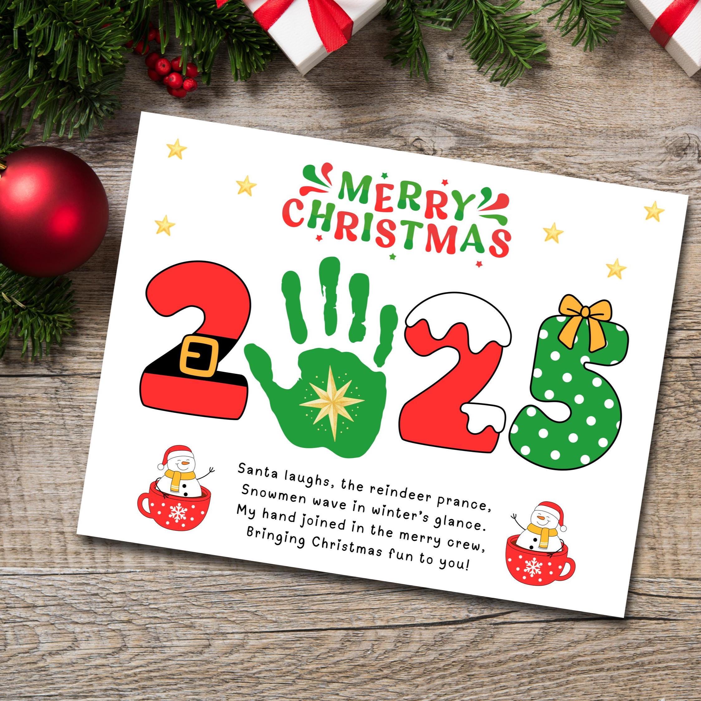 Christmas Kids Handprint Craft 2025, Santa Reindeer Snowman Activity, Toddler Daycare Preschool ...