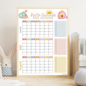 Summer Calendar Large Planner Poster Printable Digital Download Easy ...
