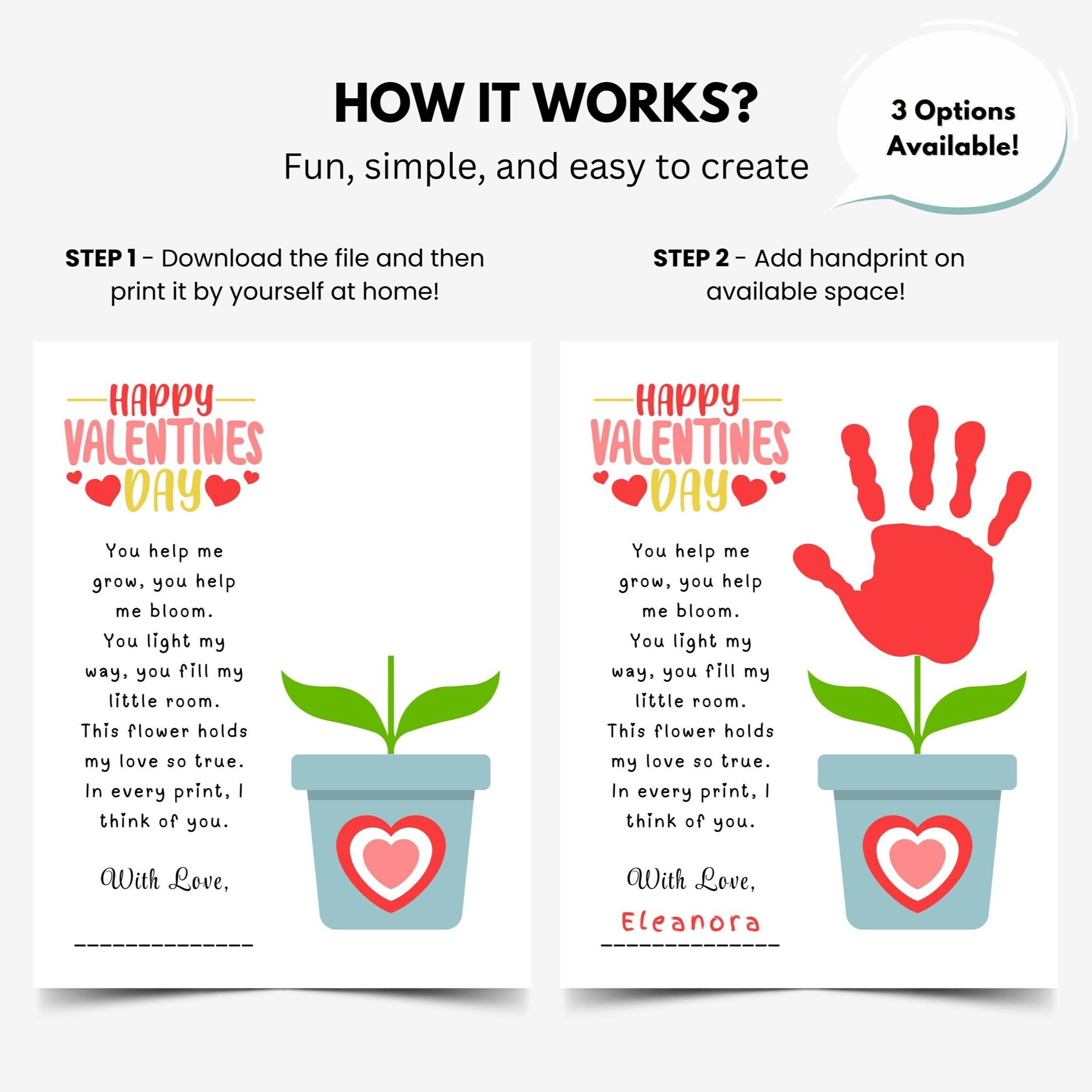 Valentine Handprint Craft for Kids, Flower Poem Keepsake Gift ...