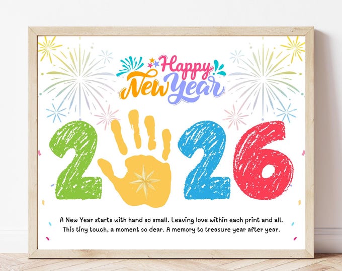 New Years Handprint Craft, 2026 New Year's Printable Handprint Art ...