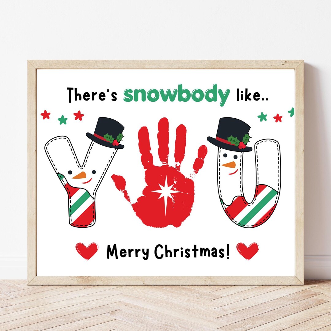 Christmas Handprint Craft, Christmas Gift, Winter Snowman Handprint Art ...