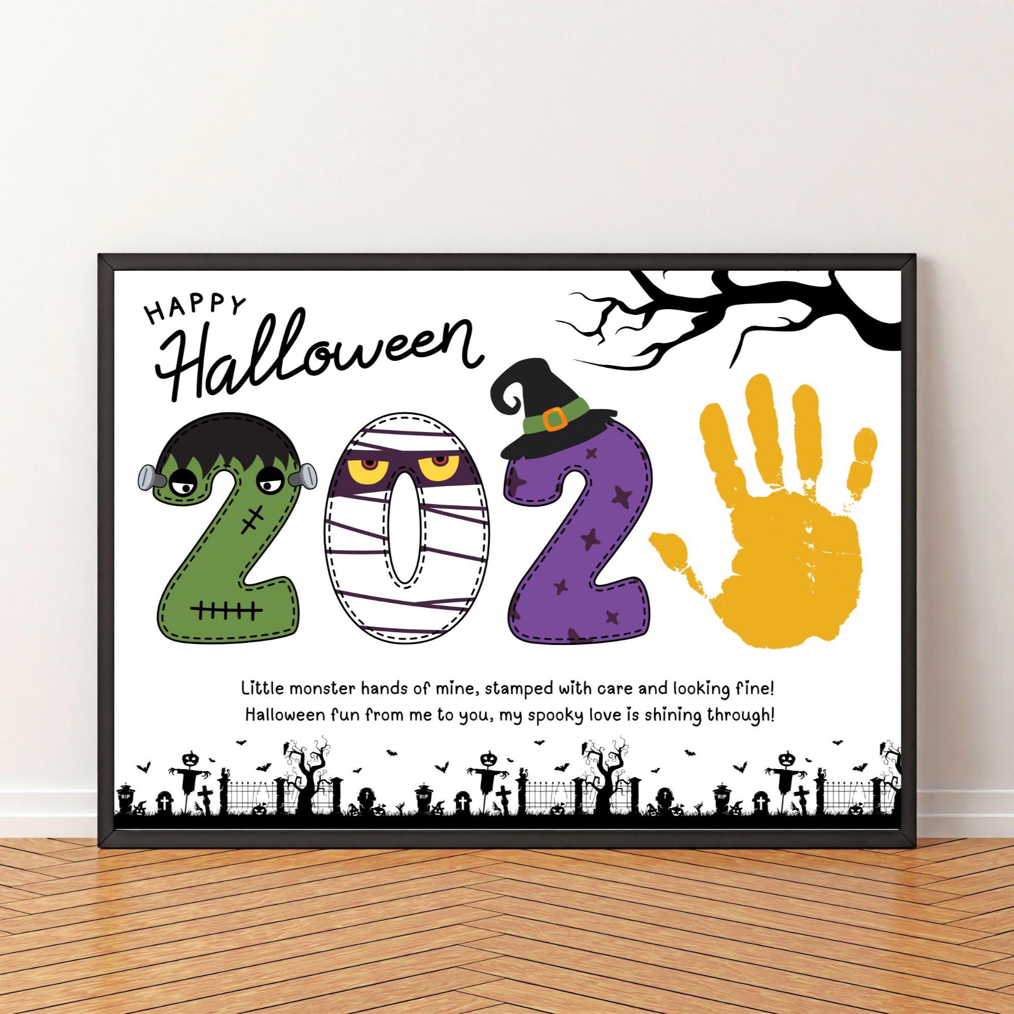 2025 Happy Halloween Handprint Art, Halloween Handprint Craft for ...