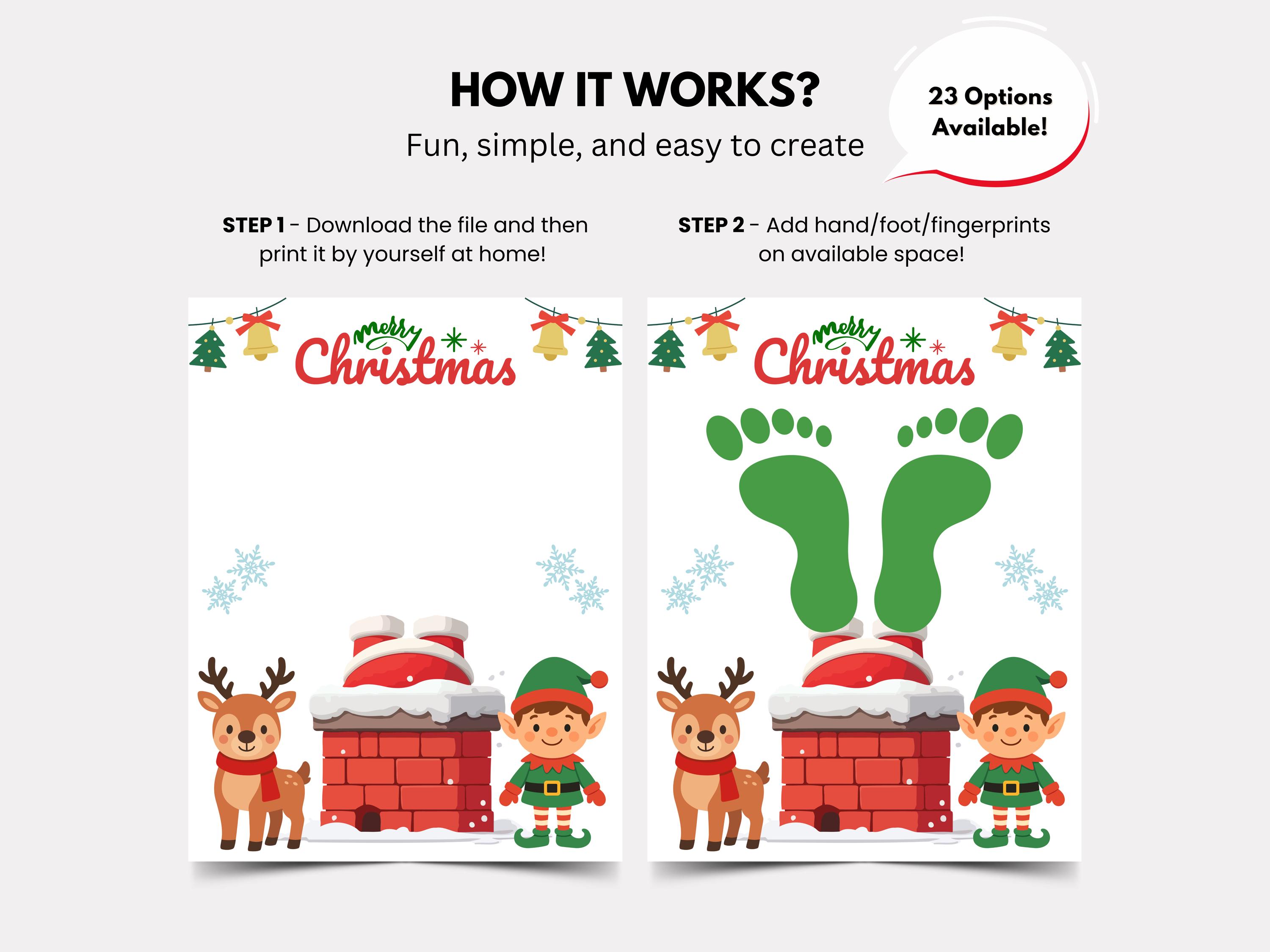 Christmas Handprint Art Bundle, 2O25 Holiday Handprint Keepsake for ...