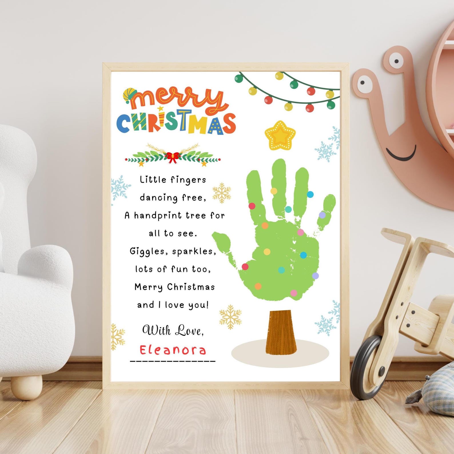 Christmas Tree Handprint Craft, DIY Xmas Gift, Handprint Poem Art, Kids ...