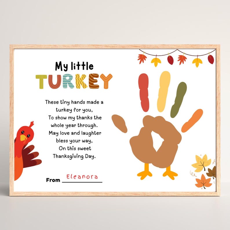 Thanksgiving Handprint Poem Art: Turkey Craft for Kids, Sweet Family ...