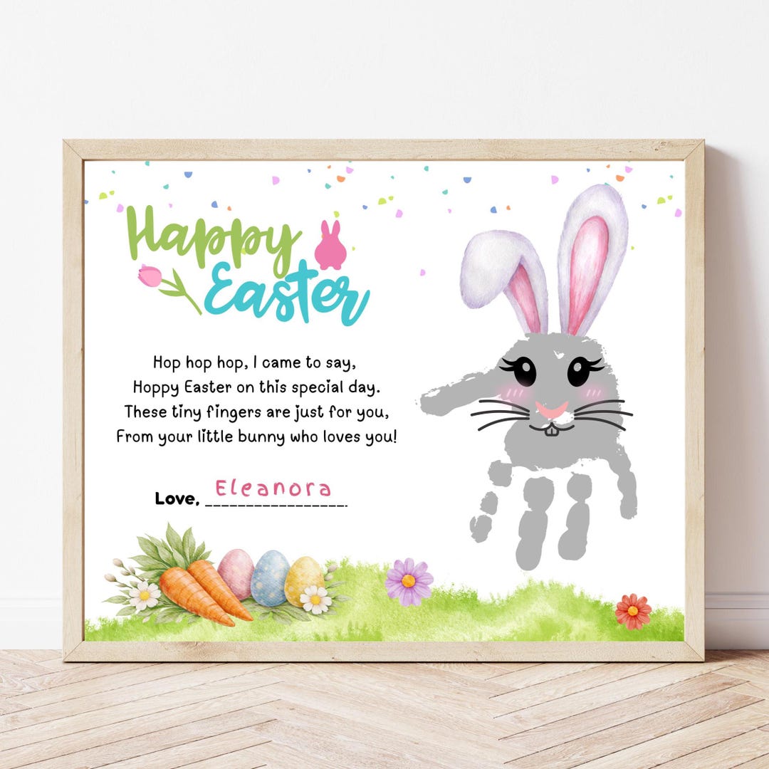 Easter Bunny Handprint Craft Printable, Hoppy Easter Handprint Art for ...