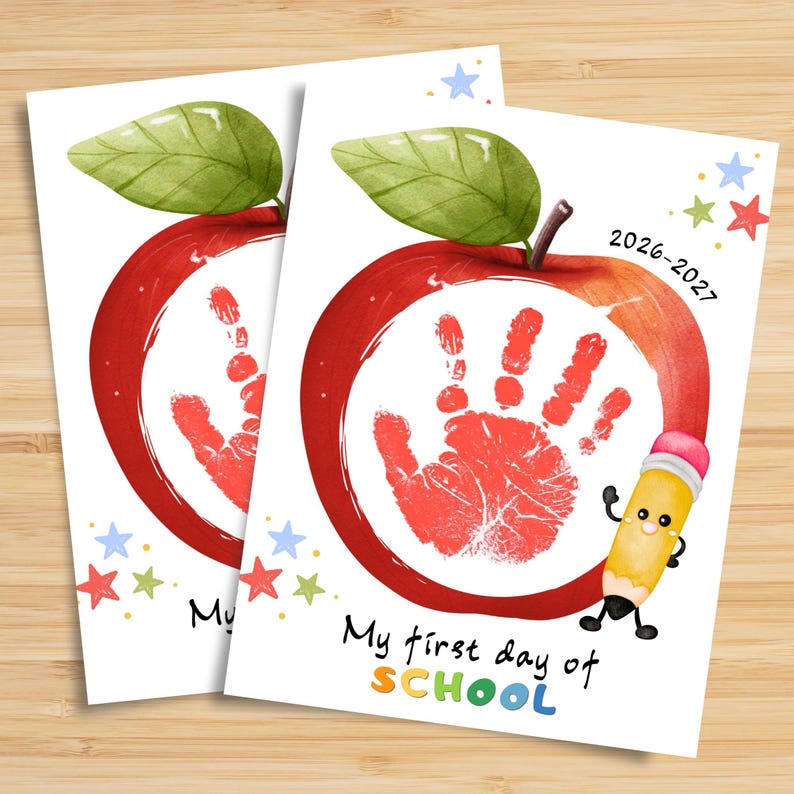 First Day of School Handprint Craft, Back to School Keepsake Printable ...