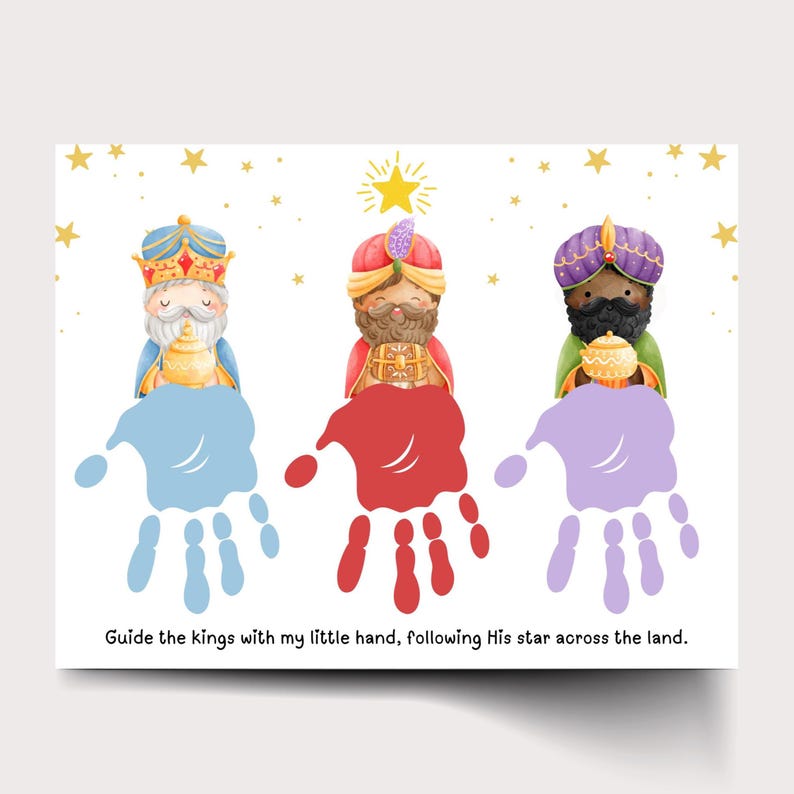 Christmas Wise Men Handprint Craft Printable, Three Kings Nativity Art ...