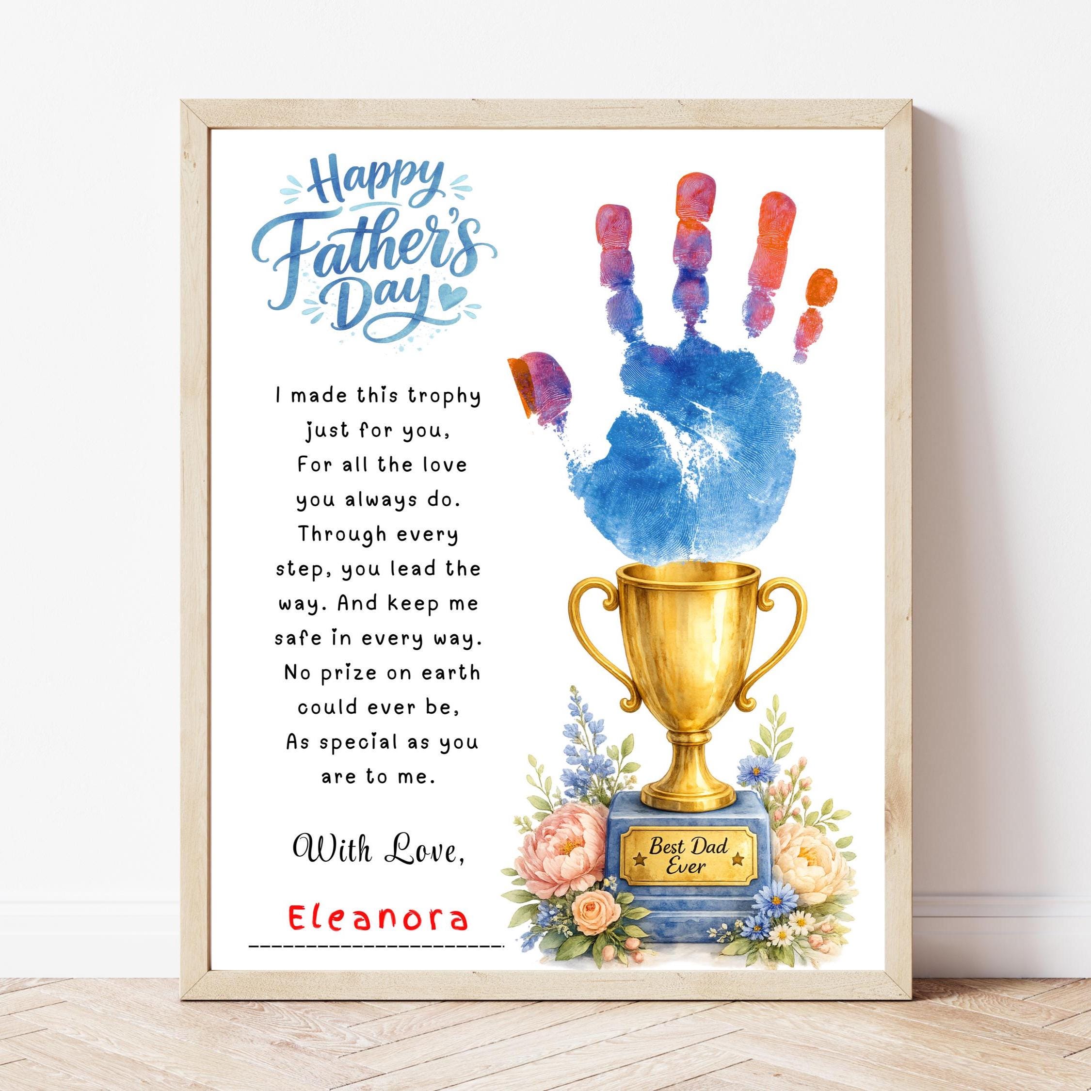 Father’s Day Handprint Craft Printable, Trophy Gift From Kids, DIY ...