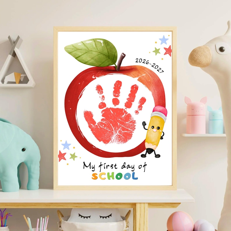 First Day of School Handprint Craft, Back to School Keepsake Printable ...