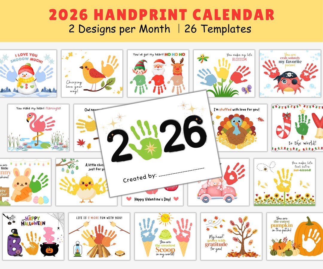 2026 Handprint Calendar, Kids Baby Toddler, Nursery School Activity ...