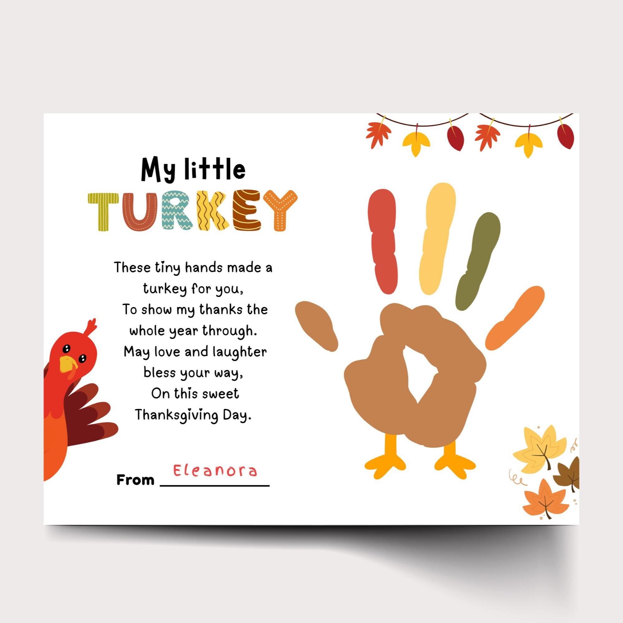 Thanksgiving Handprint Poem Art: Turkey Craft for Kids, Sweet Family ...