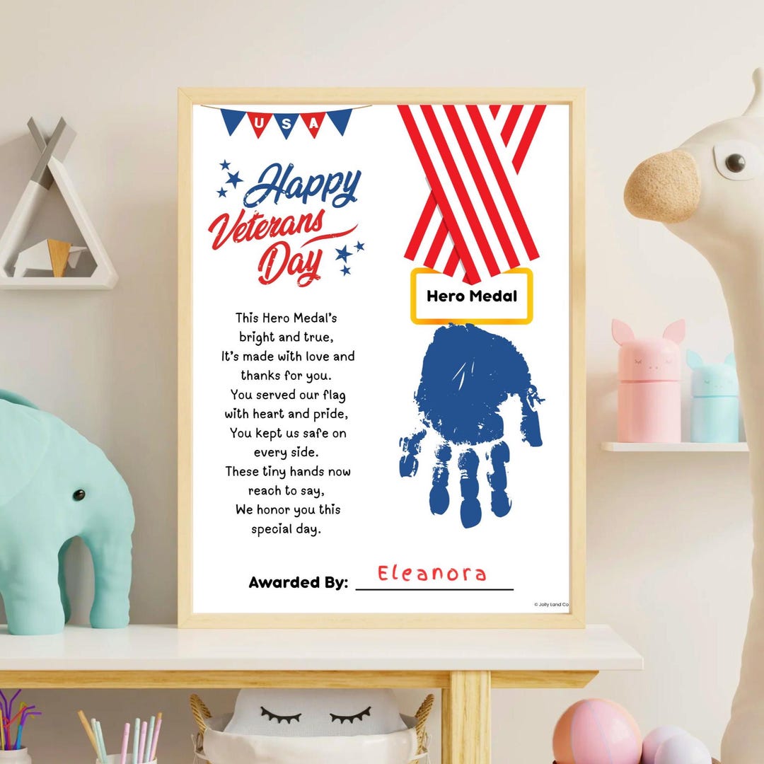 Veterans Day Handprint Craft, Patriotic Poem Keepsake Card, DIY ...