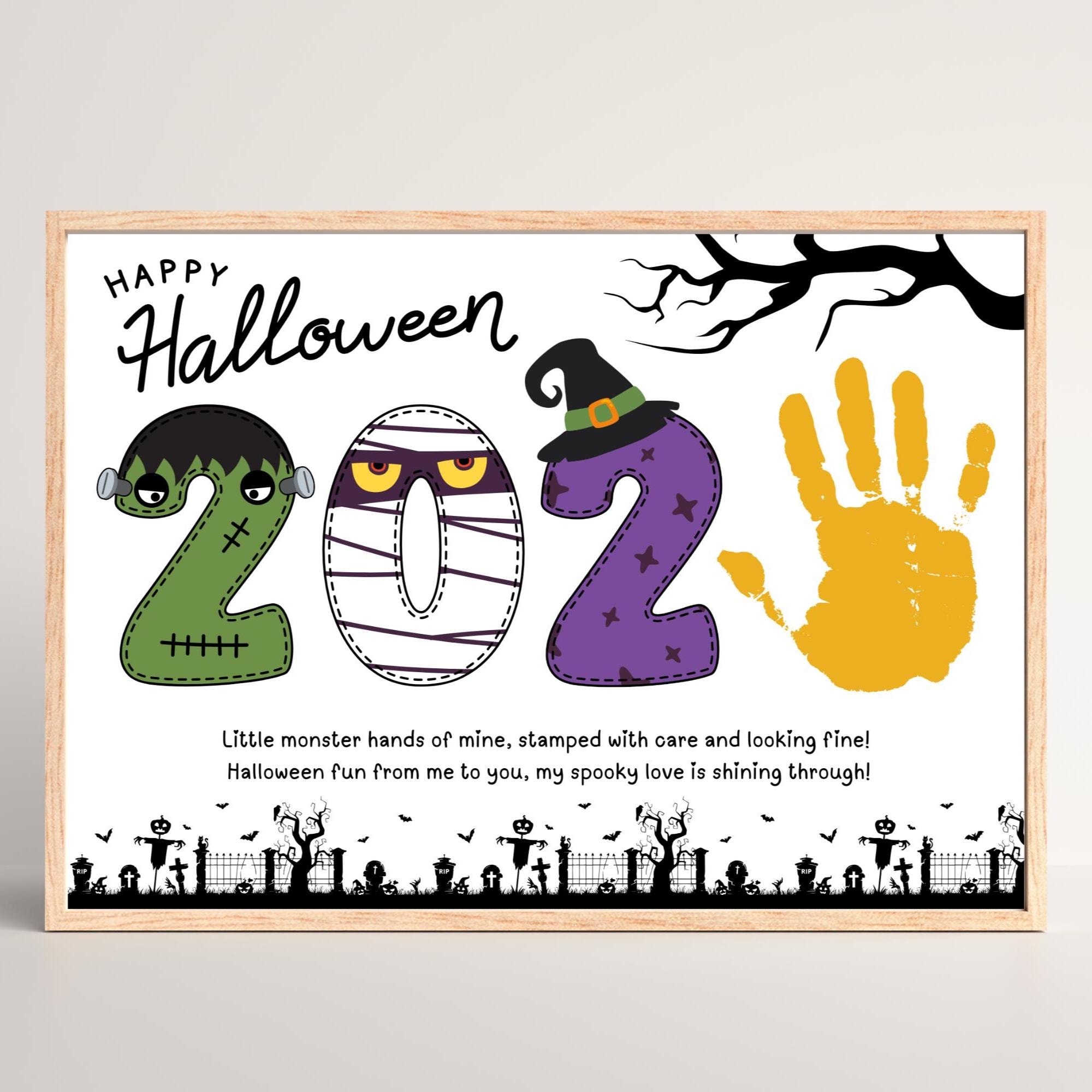 2025 Happy Halloween Handprint Art, Halloween Handprint Craft for ...