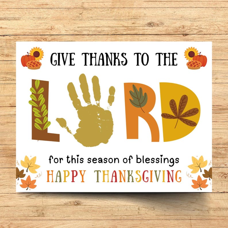 PRINTABLE Christian Thanksgiving Handprint Art Craft, Fall Kids Art ...