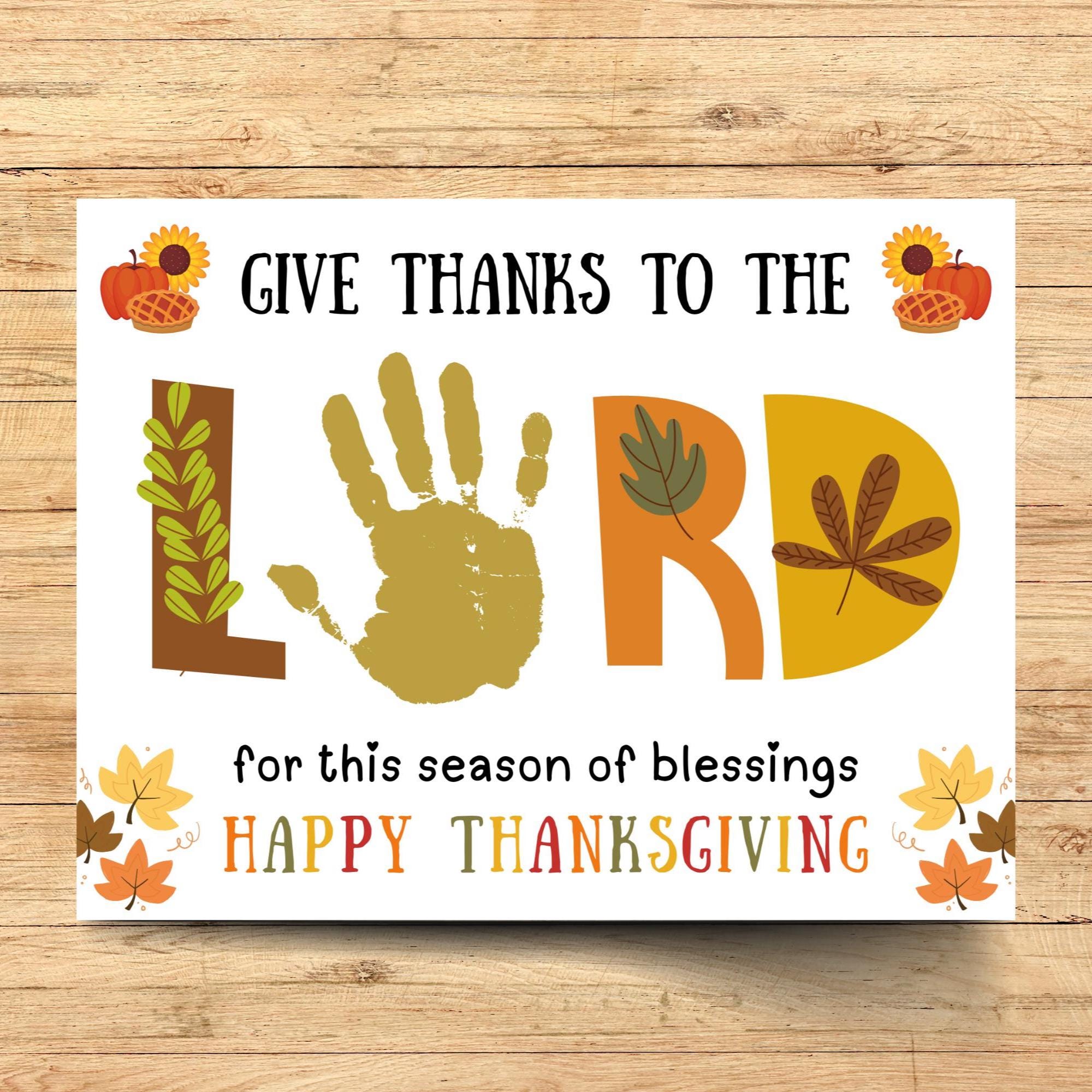 PRINTABLE Christian Thanksgiving Handprint Art Craft, Fall Kids Art ...