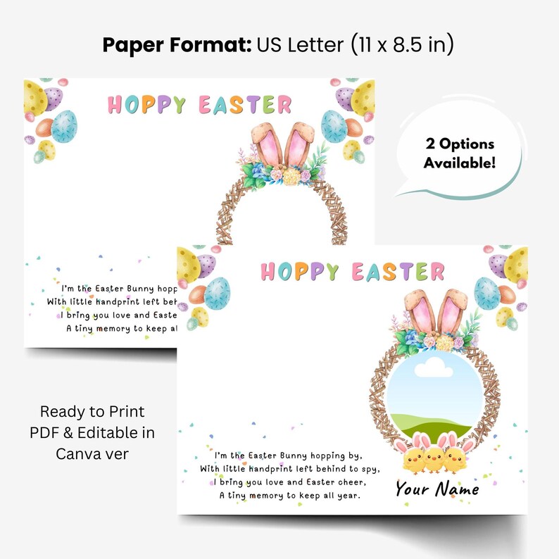 Easter Bunny Handprint Craft Printable, Hoppy Easter Kids Activity ...