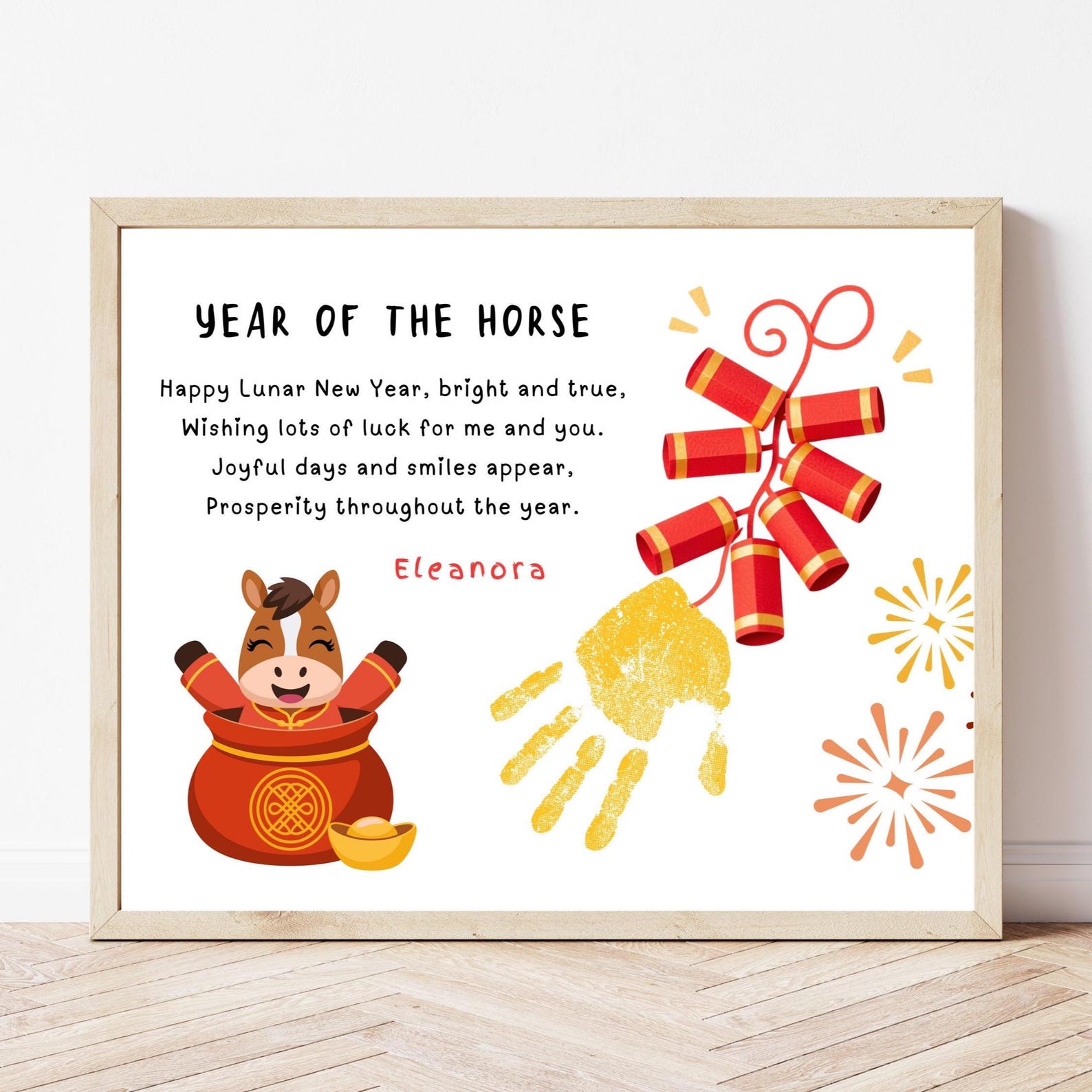 Lunar New Year Handprint Poem Craft, Year of the Horse Handprint Art ...