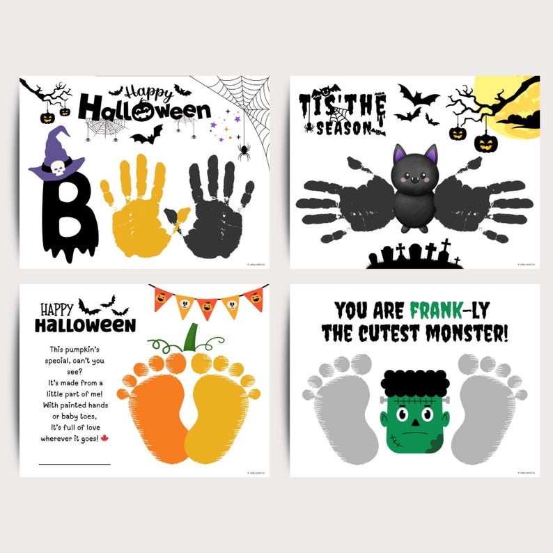 Halloween Handprint Art Bundle, Printable Handprint Crafts, Ghost ...