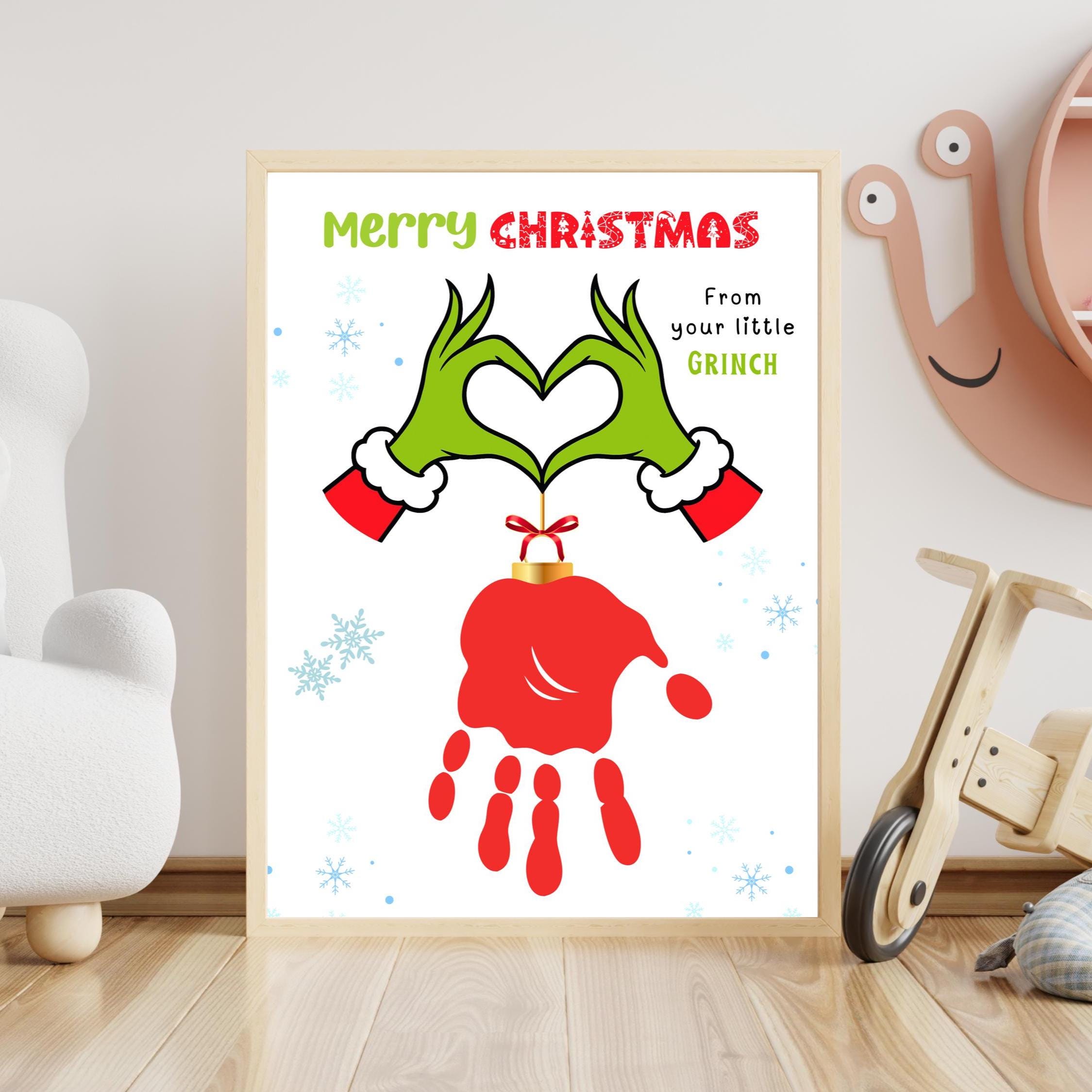 Grinch Christmas Handprint DIY Art, Merry Grinchmas Handprint, Xmas ...