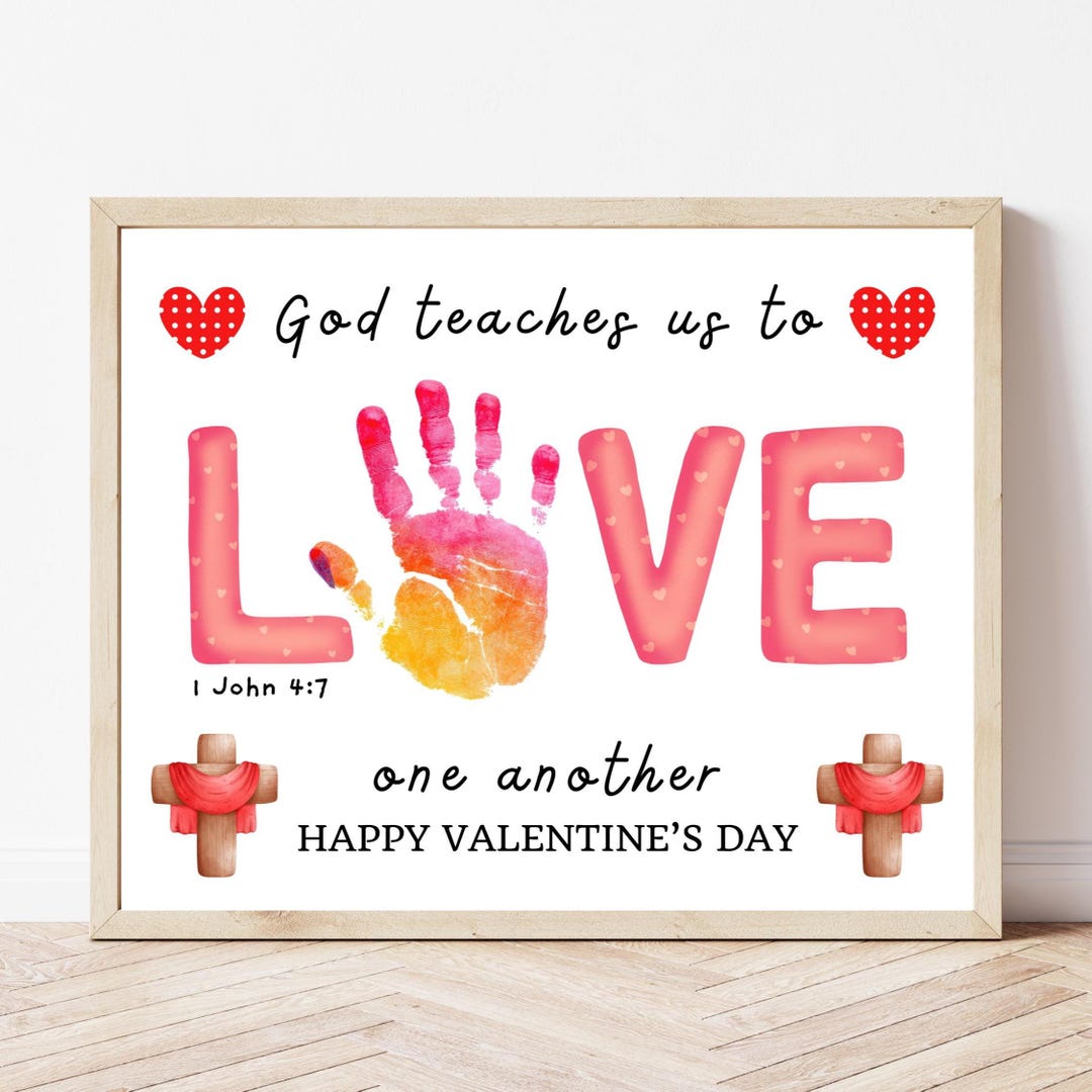 Christian Valentine Handprint Craft for Kids, Love One Another Bible ...