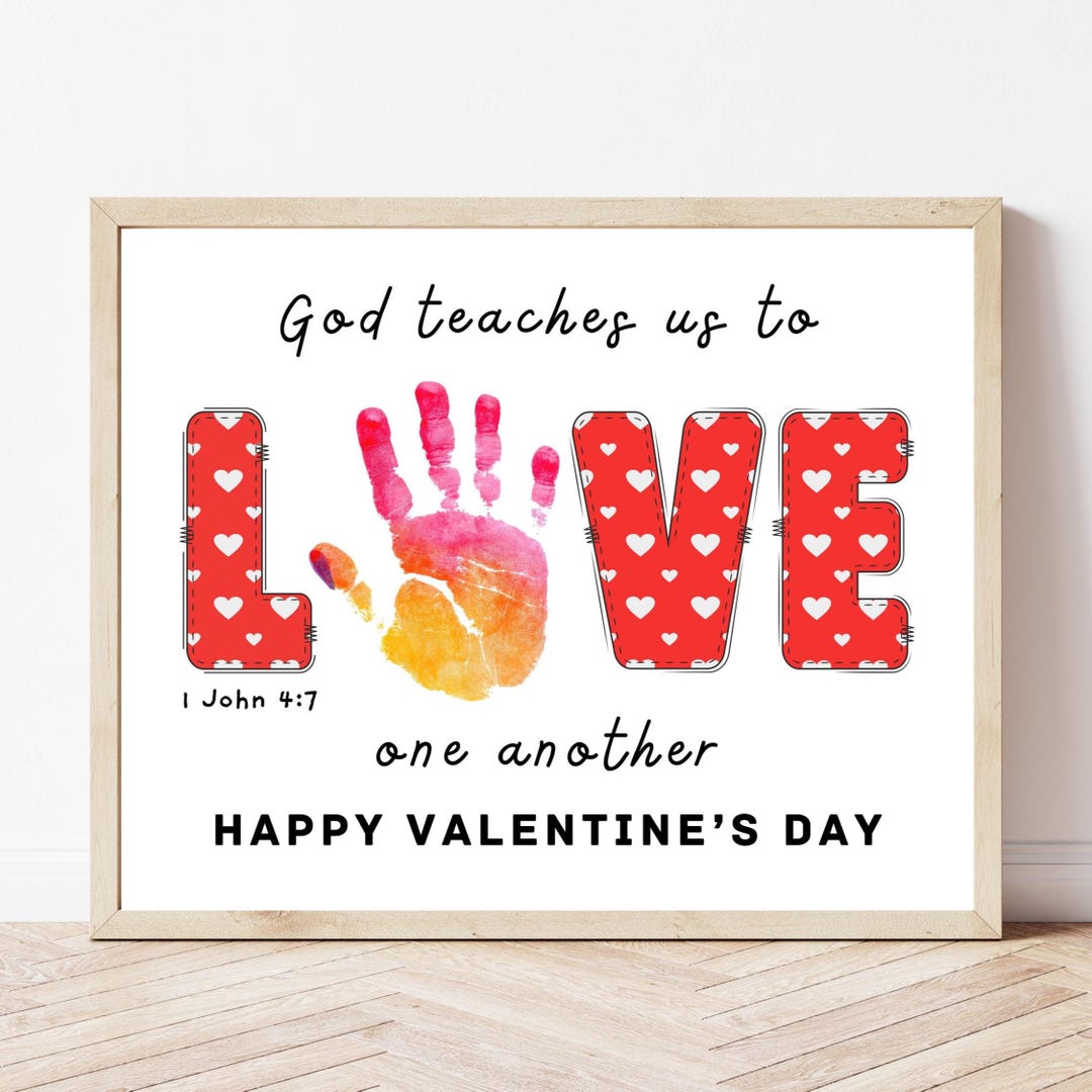 Christian Valentine Handprint Craft for Kids, Love One Another Bible ...